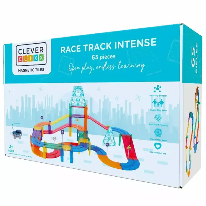 Cleverclixx: 65 el. Tor wyścigowy klocki magnetyczne Race Track Intense ...
